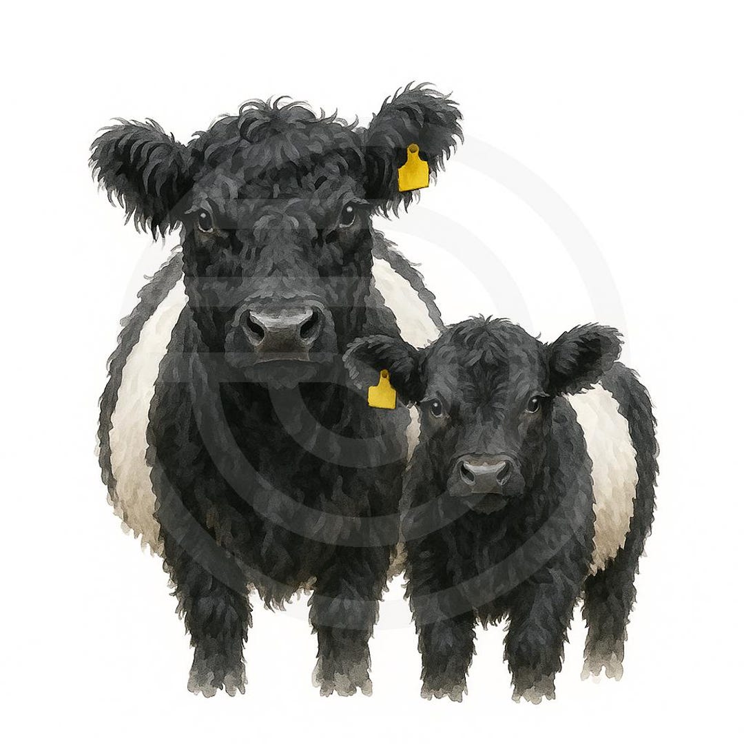 Belted Galloway Cow and Calf, PNG, Digital Download, Card Making ...