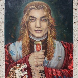 Original Oil Painting of Kyojuro Rengoku, the Flame Hashira, With a ...