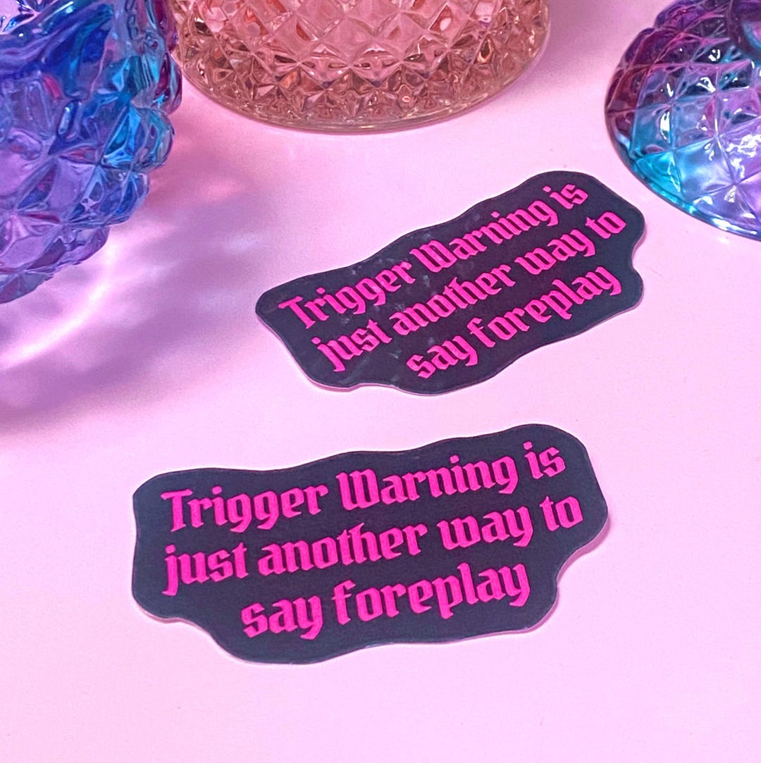 Trigger Warning Sticker Holographic Waterproof Vinyl | Dark Romance Bookish Gothic Decor | Smut ...
