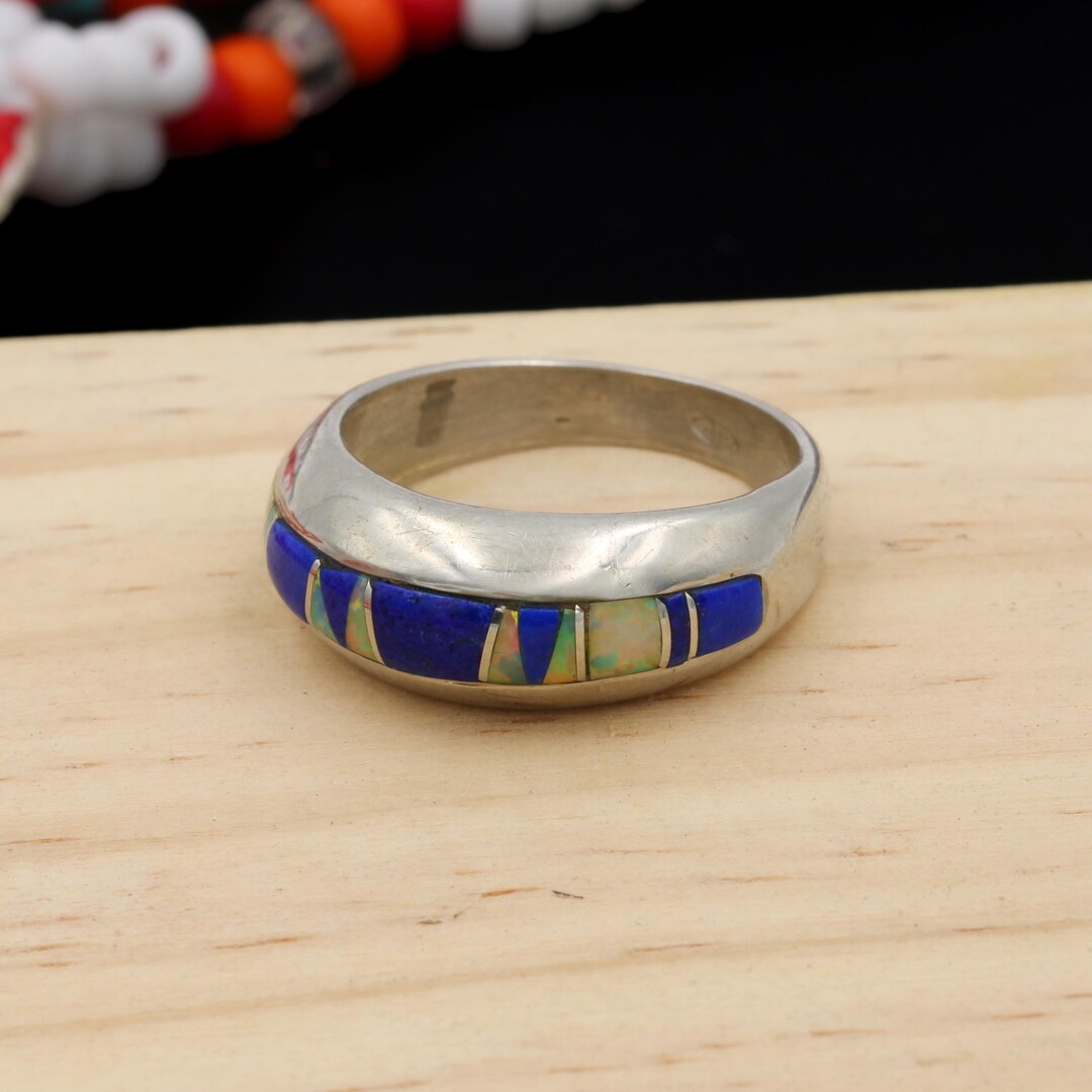 Navajo Artist Signed Calvin Begay Sterling Silver Inlay Lapis Lazuli ...