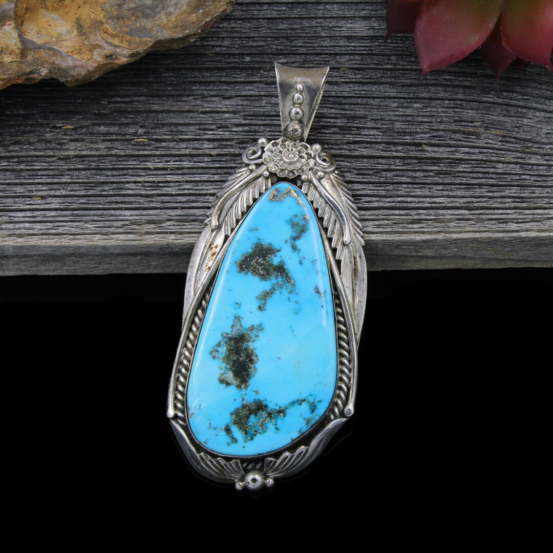 Navajo Artist Signed Ben Begay Sterling Silver Turquoise Twisted Rope ...