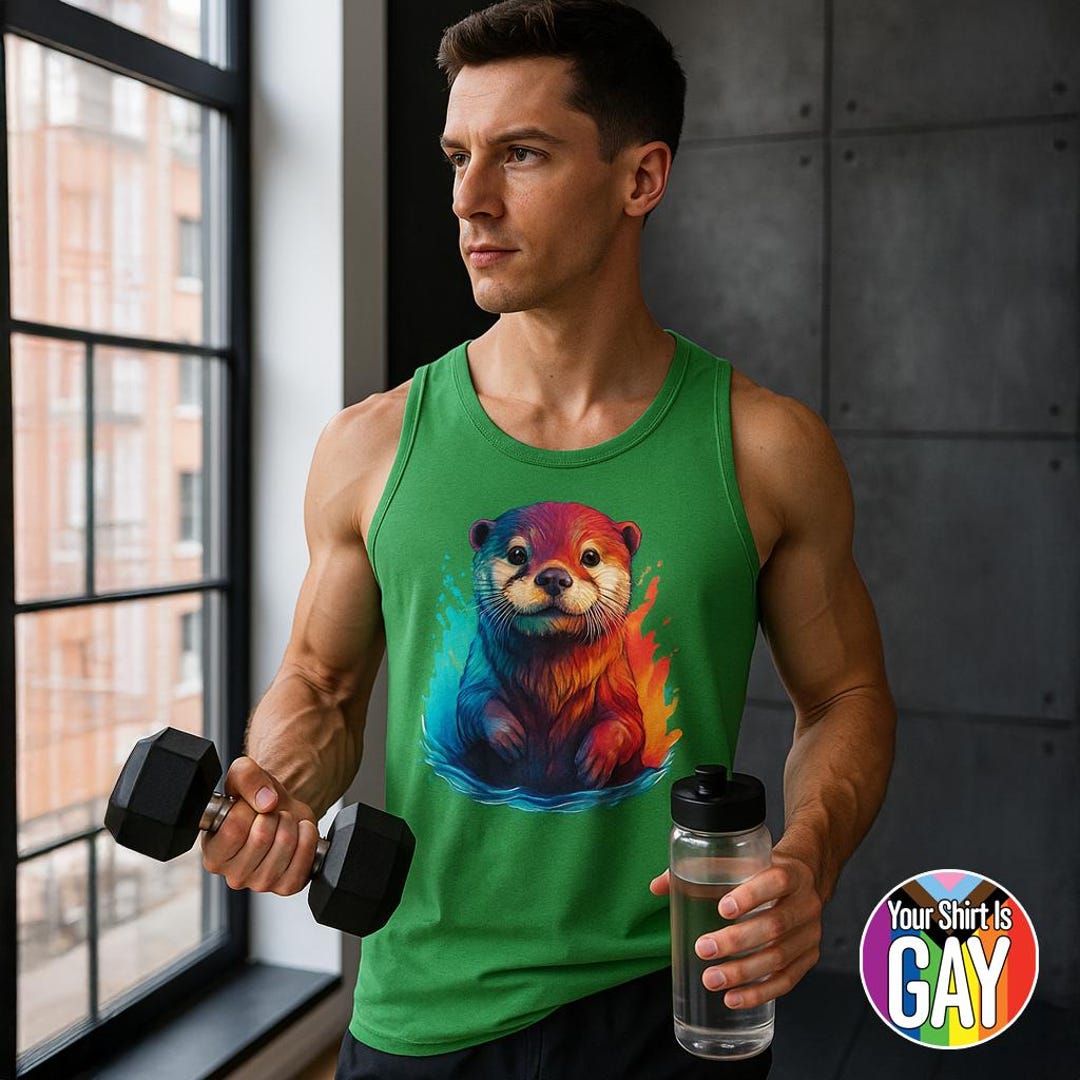 Rainbow Otter Muscle Shirt - Queer Pride Sleeveless Tank - Etsy
