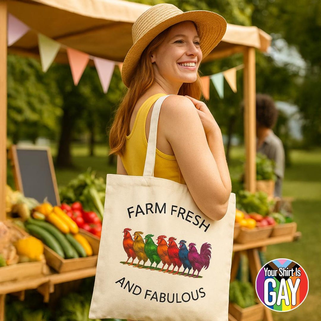 Rainbow Rooster Pride Tote Bag: Farm Fresh LGBTQ Canvas Bag - Etsy