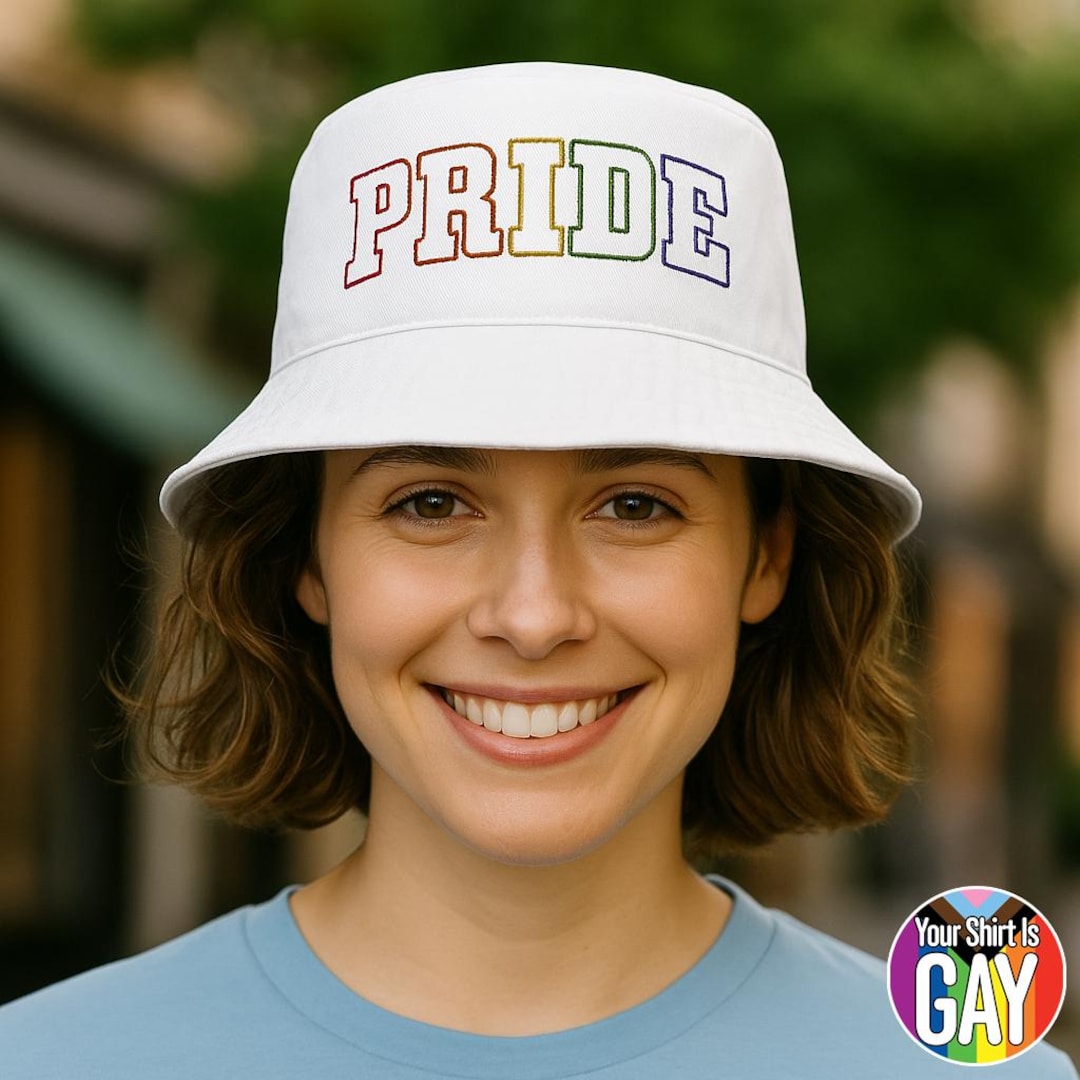 Embroidered Pride Bucket Hat: Rainbow LGBTQ+ Cotton Twill Sun Hat - Etsy
