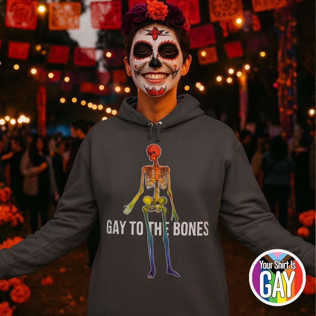 Gay to the Bones Shirt Rainbow Skeleton LGBTQ Pride Graphic Tee Queer ...
