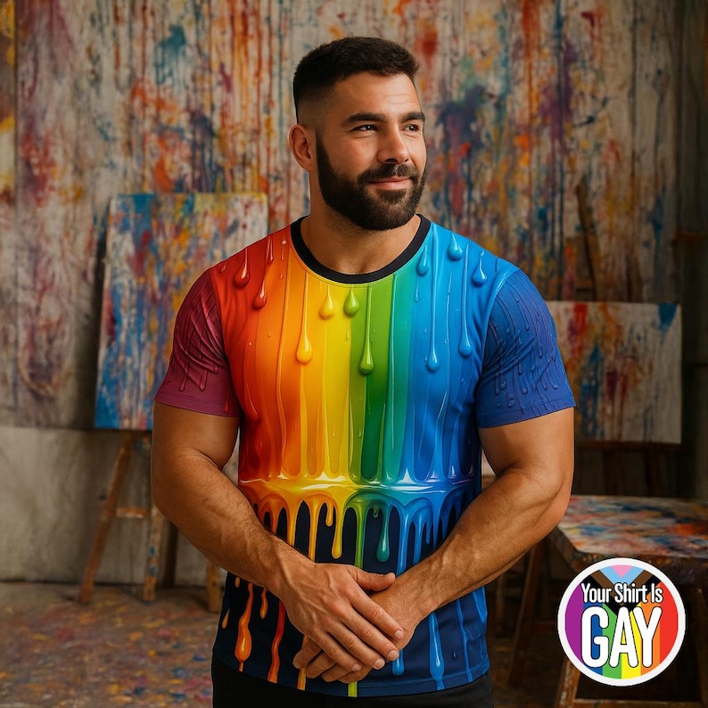 Rainbow Drip Pride Shorts Gay Athletic Festival Shorts LGBTQ Colorful ...