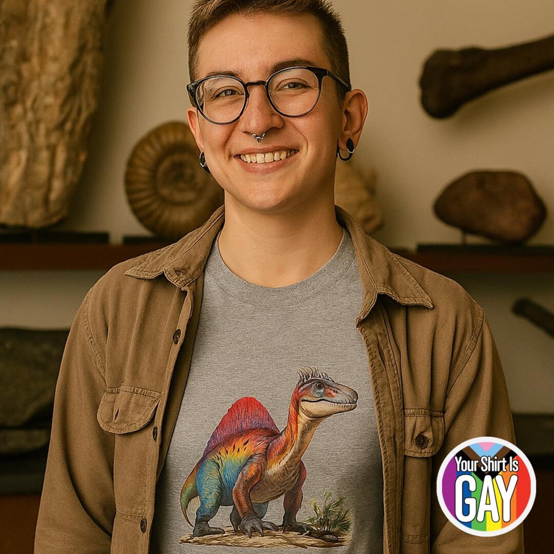 Rainbow Dinosaur Pride Shirt Spinosaurus LGBTQ Graphic Tee Queer ...