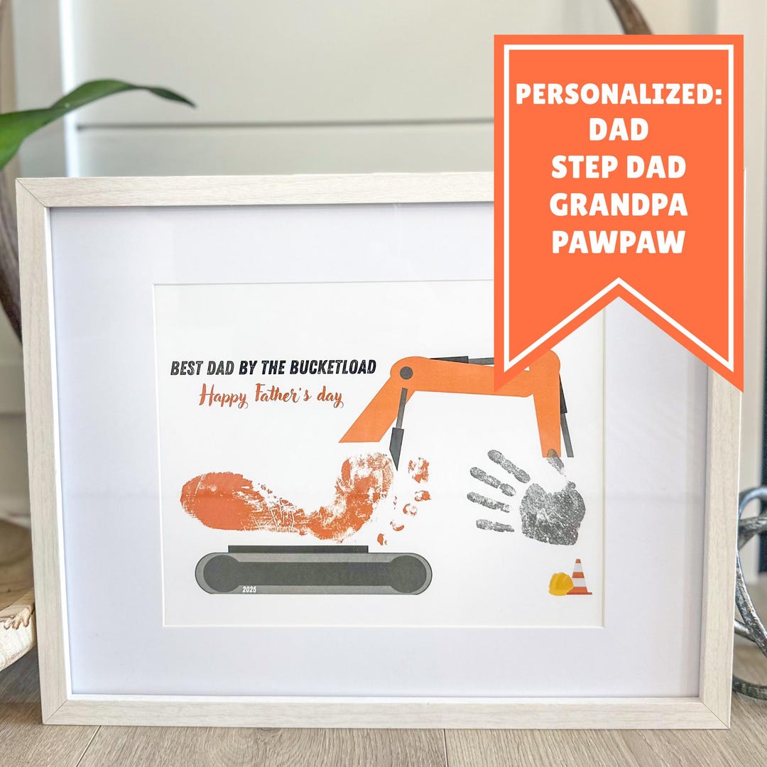 Customizable Handprint Craft Printable for Dad | Excavator Truck Art ...