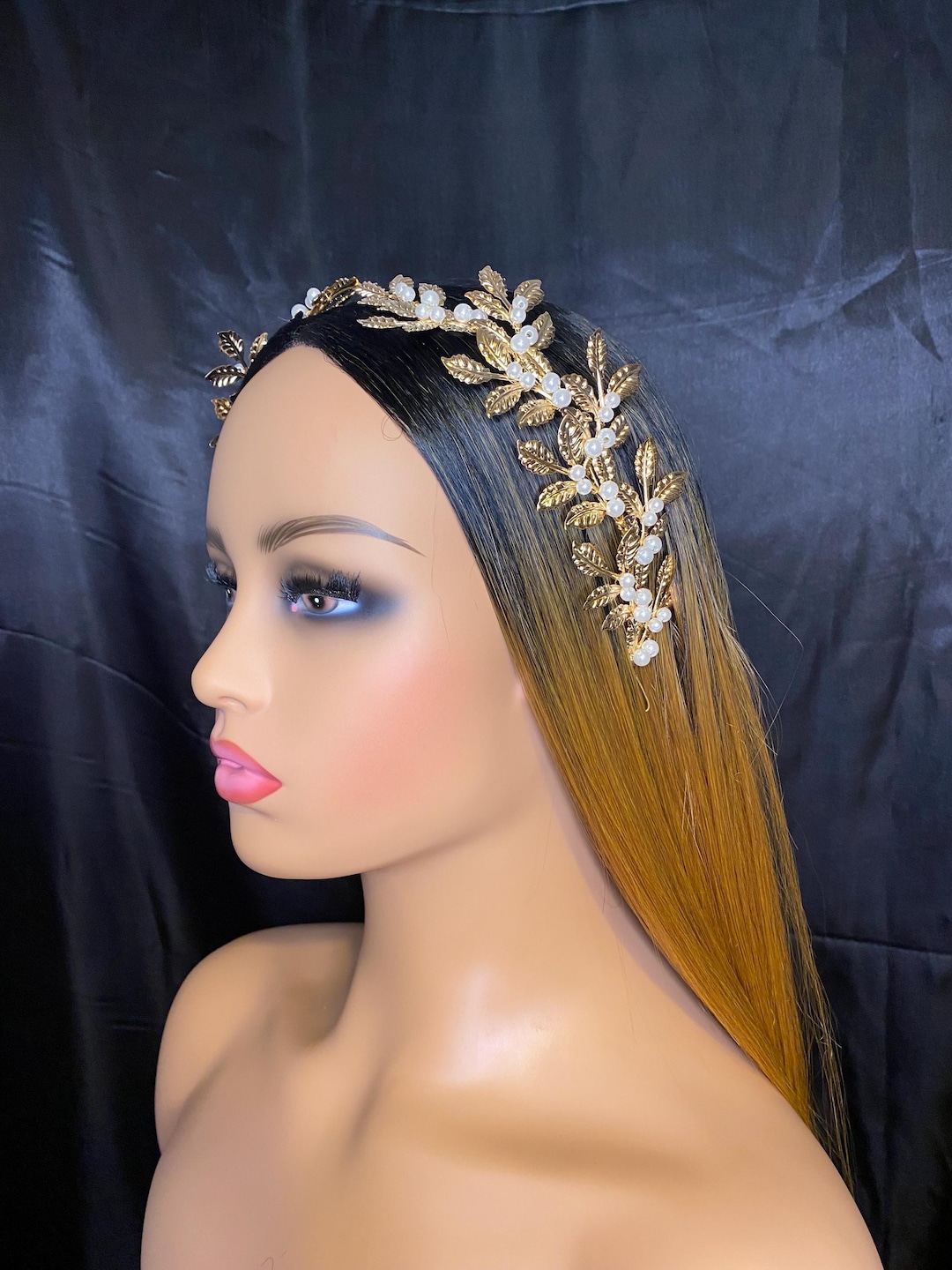 Gold Metal Goddess Crown Hair Accessories Woman Festival Birthday ...