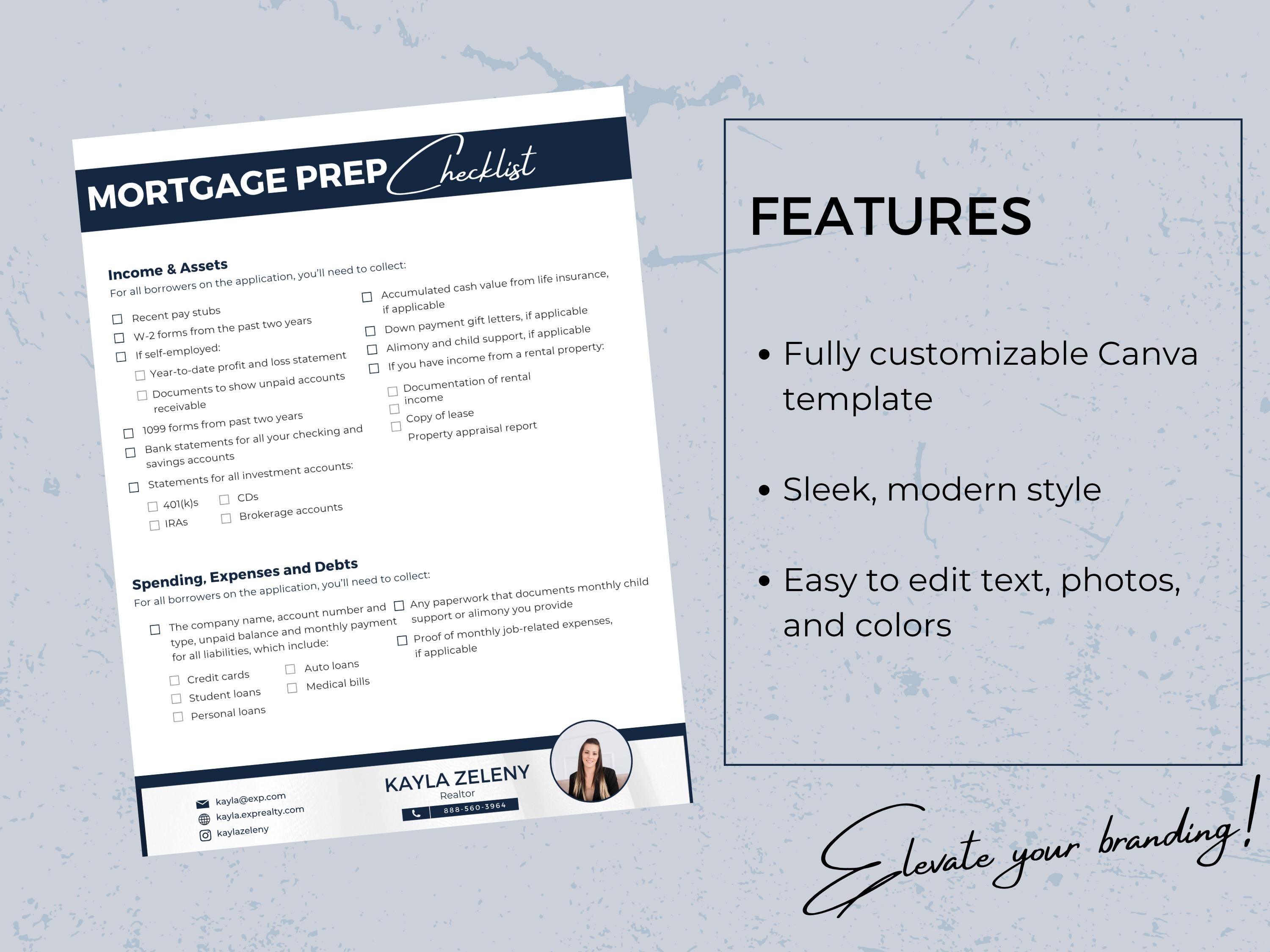Mortgage Prep Checklist Template | Editable Canva Guide for Homebuyers ...