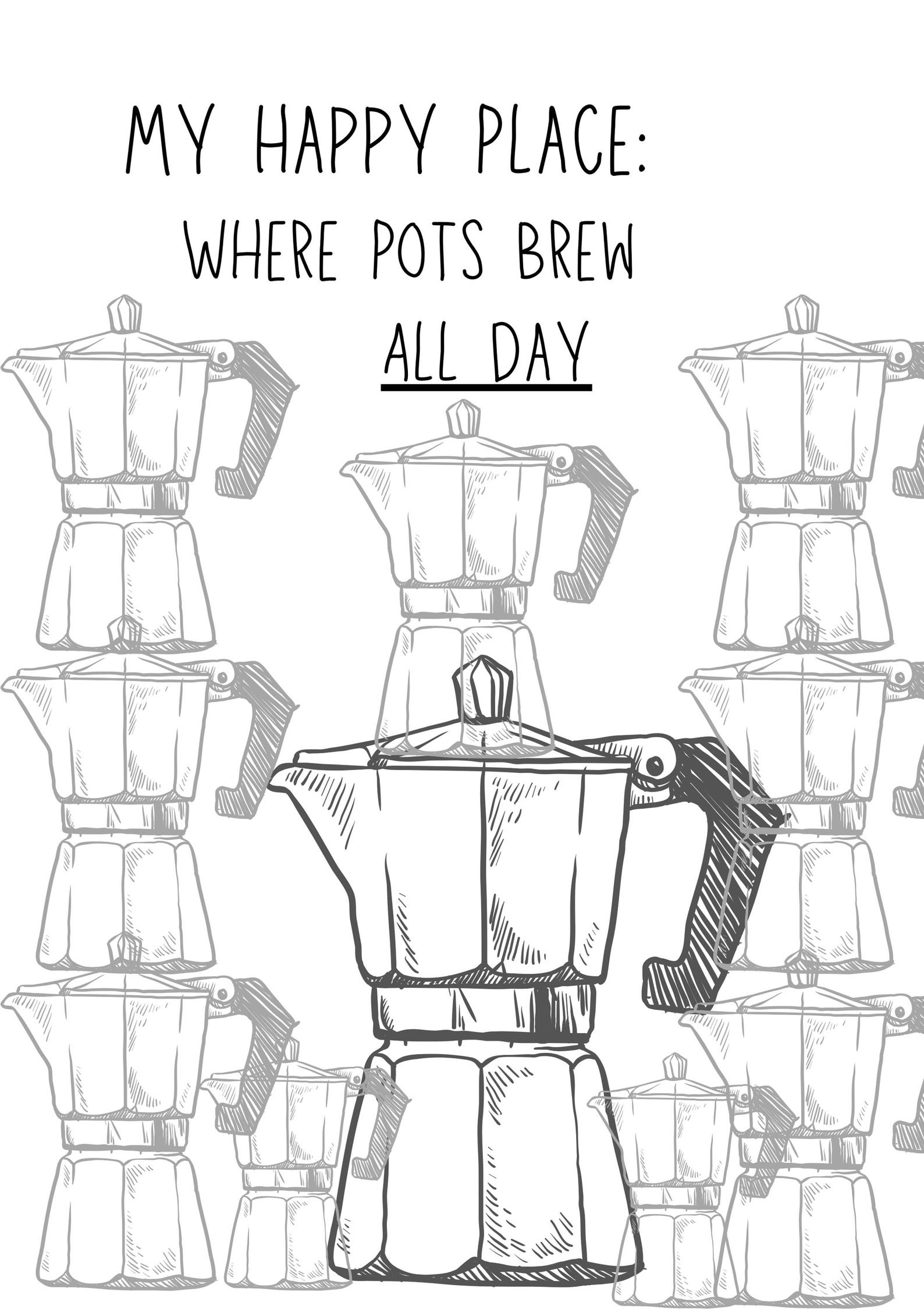 Digital Print | Happy Place Coffee Pots - Etsy