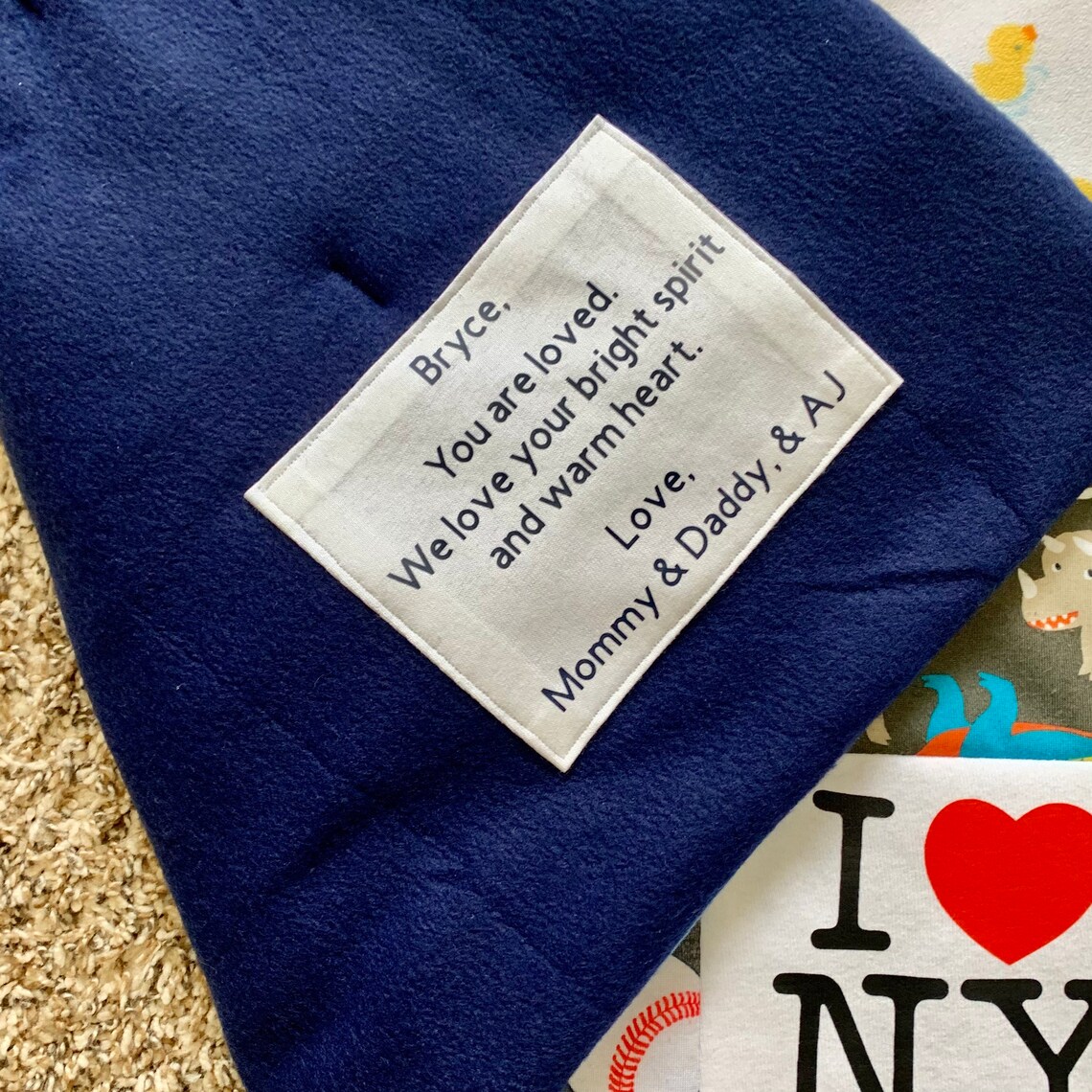 Add a Custom Wording Patch to the Back of Your T-shirt Blanket - Etsy