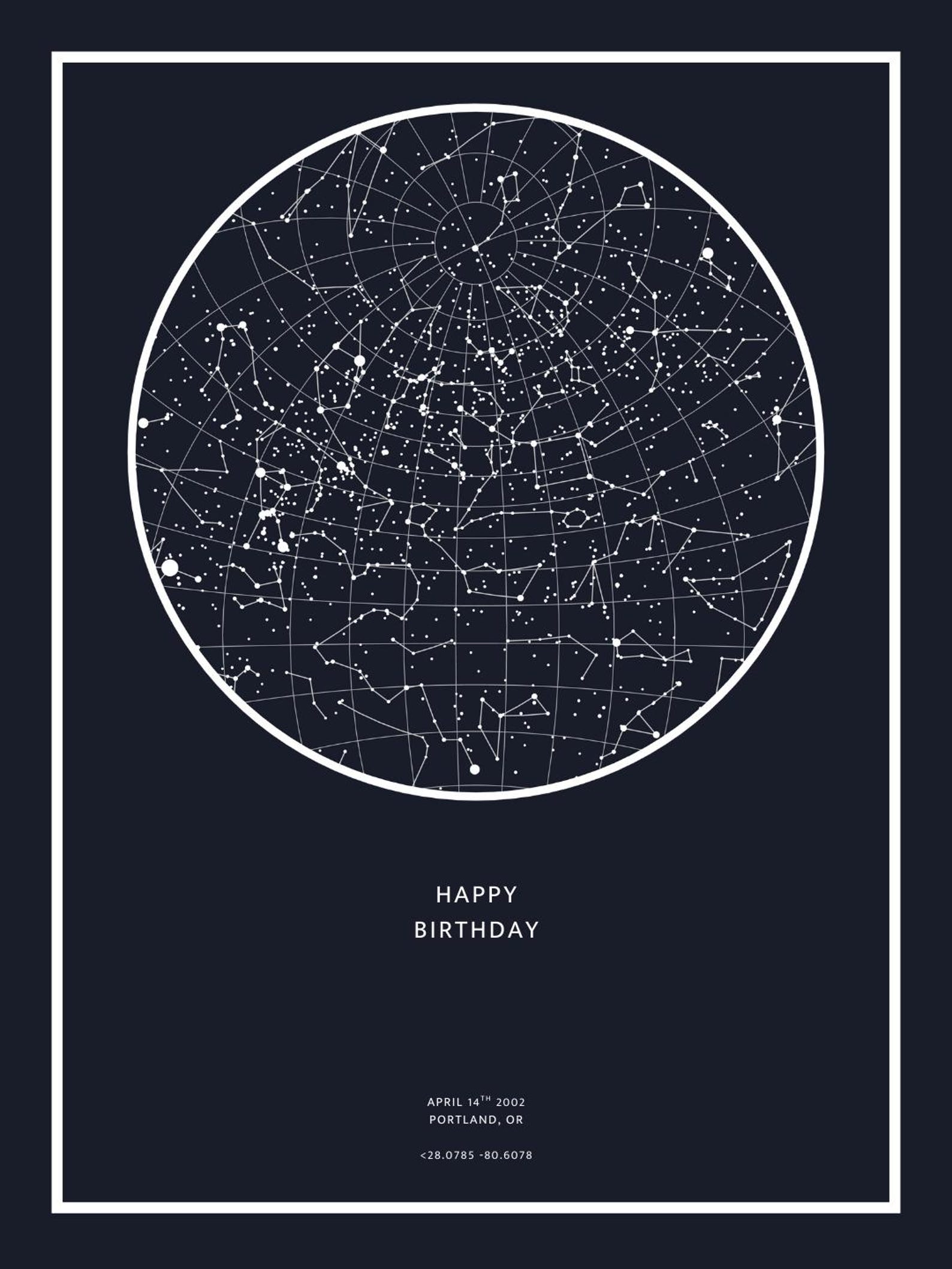 Custom Star Map Digital Download | Personalized Night Sky Print With ...