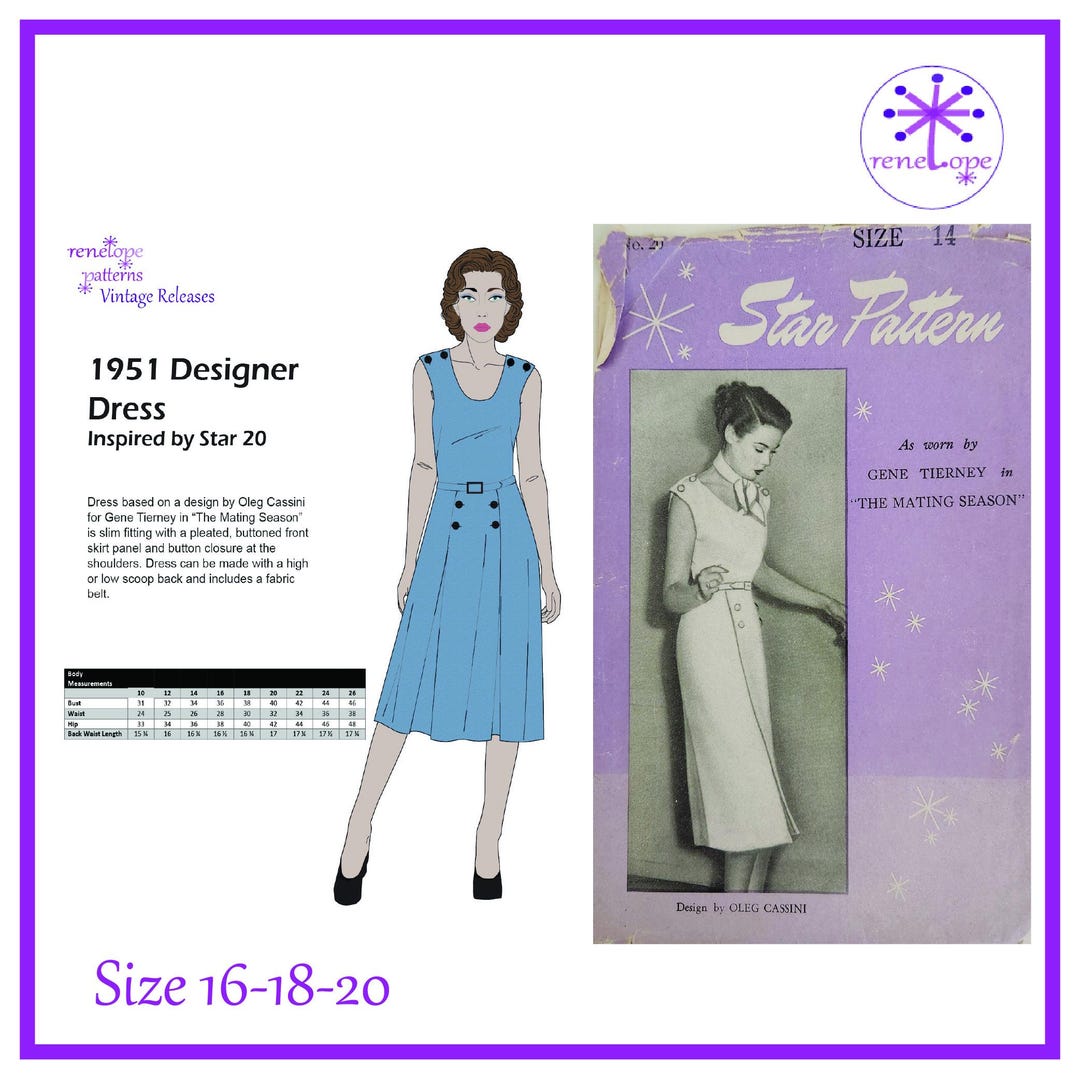 1950s Vintage Dress Sewing Pattern Multi-size PDF: Bust 36-40 Inch ...