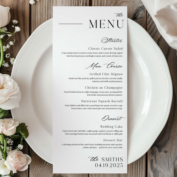 Personalized Menu Cards - Etsy