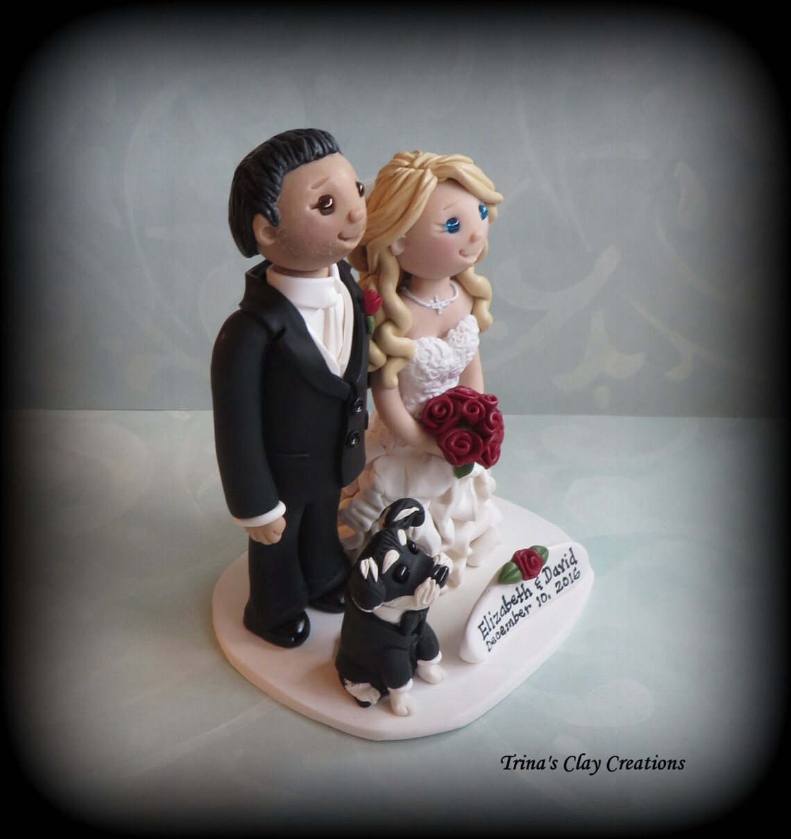 Wedding Cake Topper Custom Wedding Topper Bride Groom Dog - Etsy