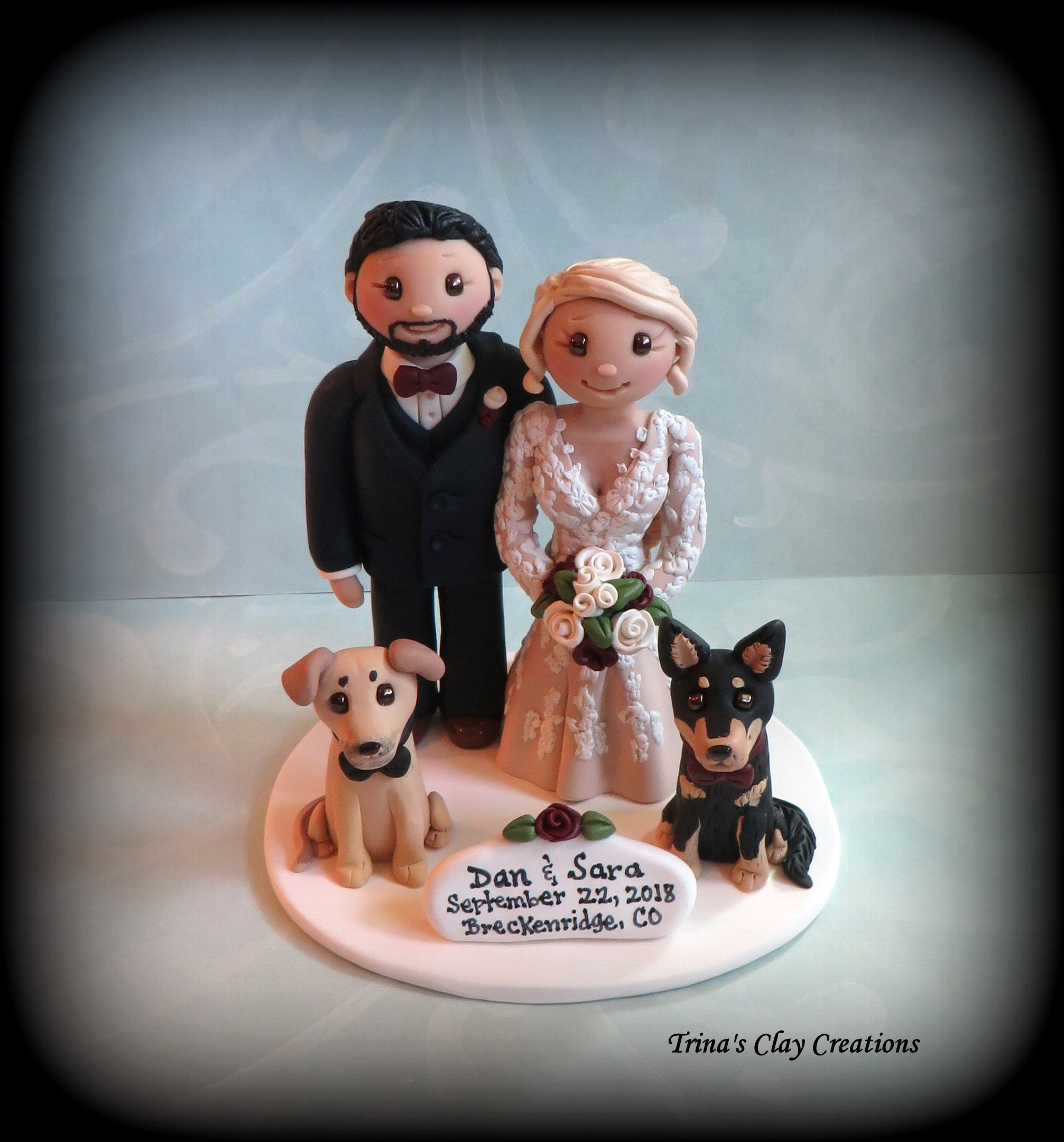 Wedding Cake Topper Custom Personalized Polymer Clay Bride | Etsy