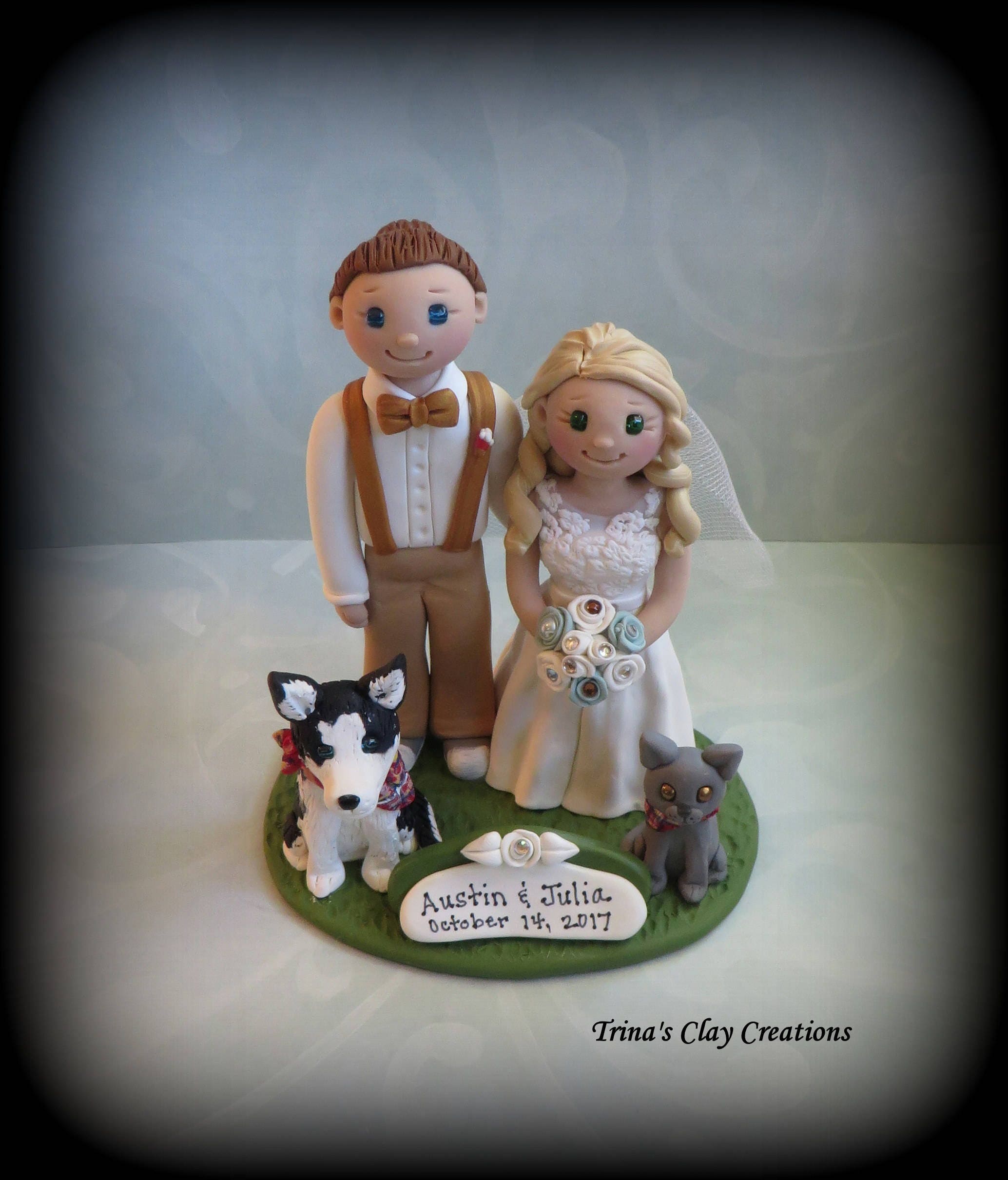 Wedding Cake Topper Custom Personalized Polymer Clay Bride | Etsy