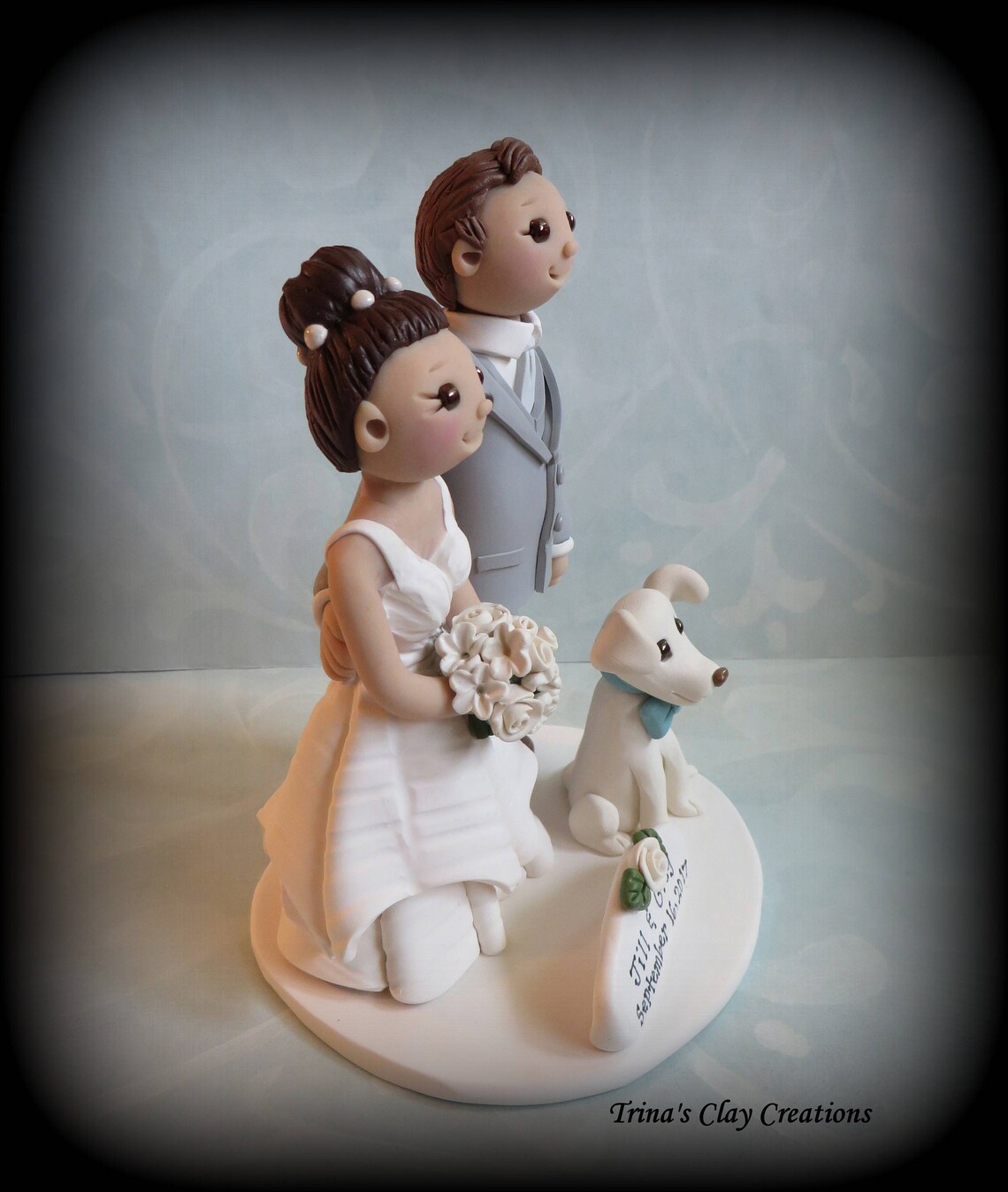 Wedding Cake Topper Custom Bride and Groom Dog Polymer - Etsy