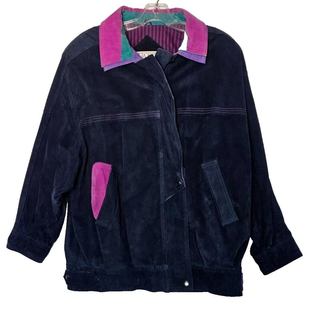 Vintage Avanti Blue Genuine Leather Size M Jacket Coat Lined Super-soft ...