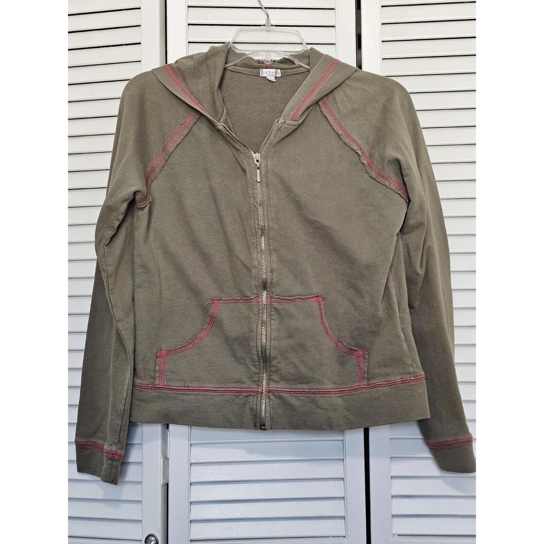 Vintage Womens Satori Jacket Large Hooded Olive Green Zipper Front ...