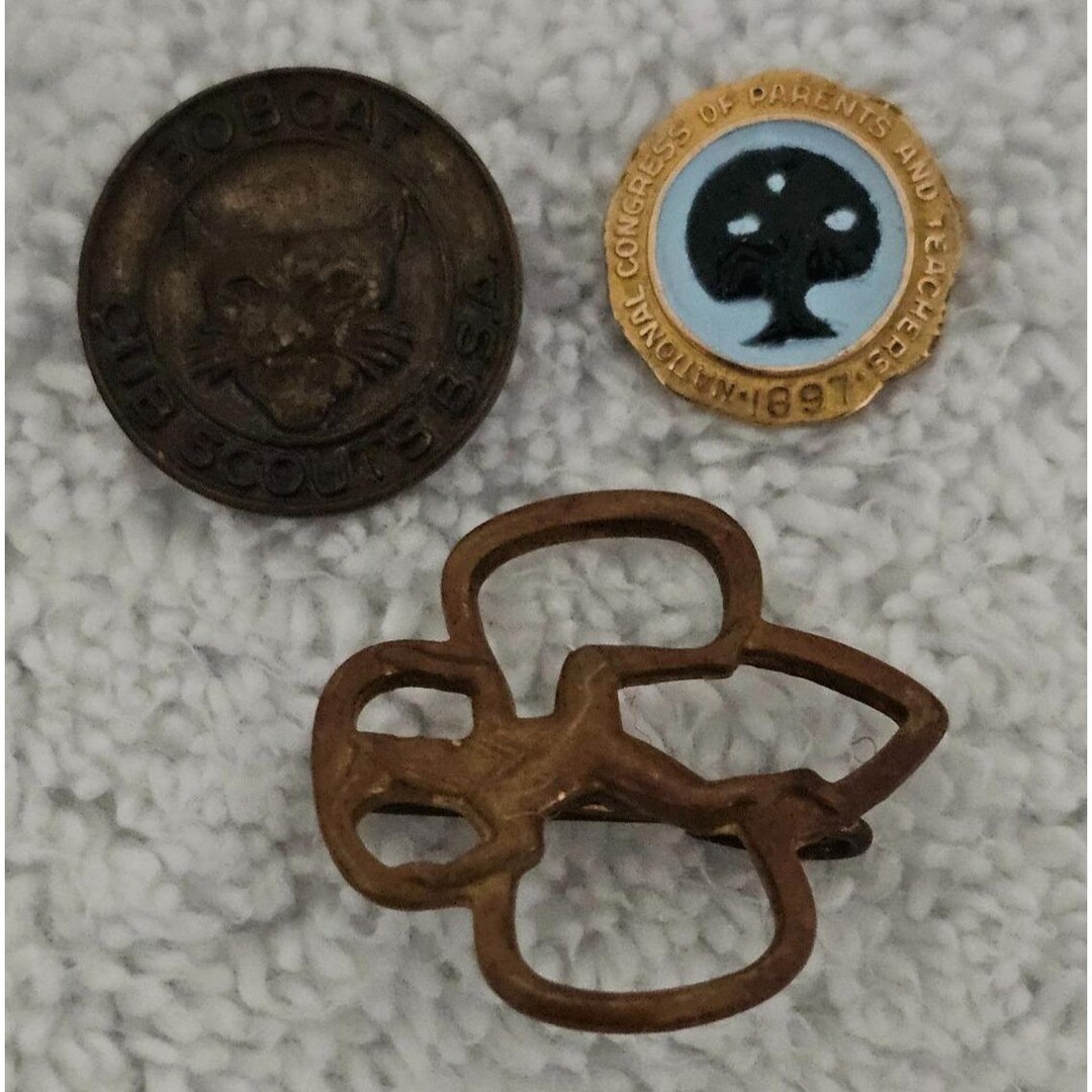 Vintage Bobcat Cub Scouts USA Pin + 1897 National Congress of Parents ...