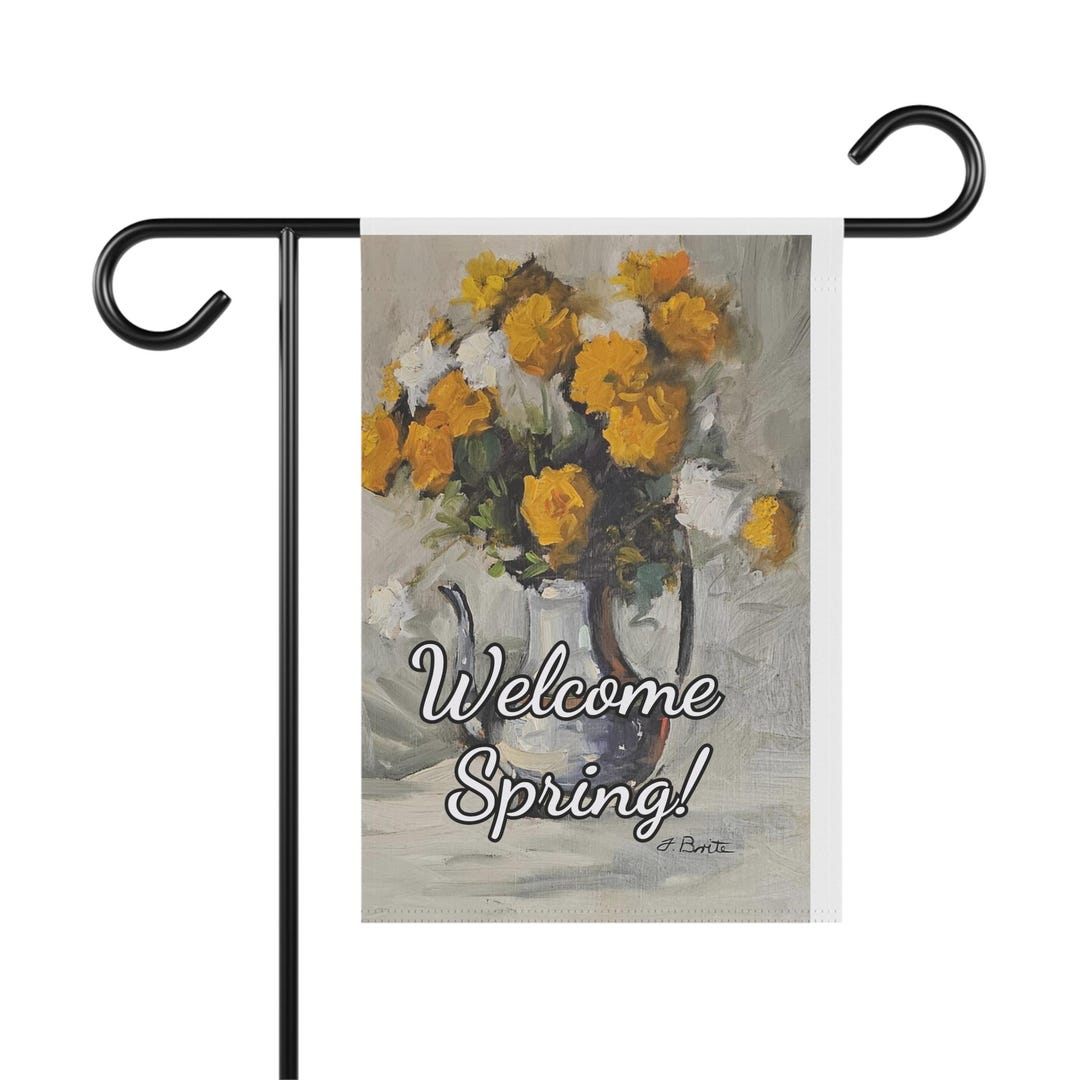 Spring Garden Banner | Welcome Spring Decor, Floral Garden Flag ...