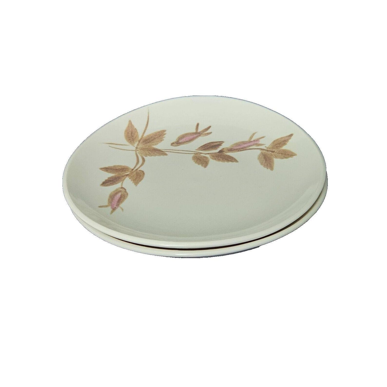 Set of 2 Vtg. Red Wing Rose Pattern Futura Dessert Plate 7" X 6.5 ...