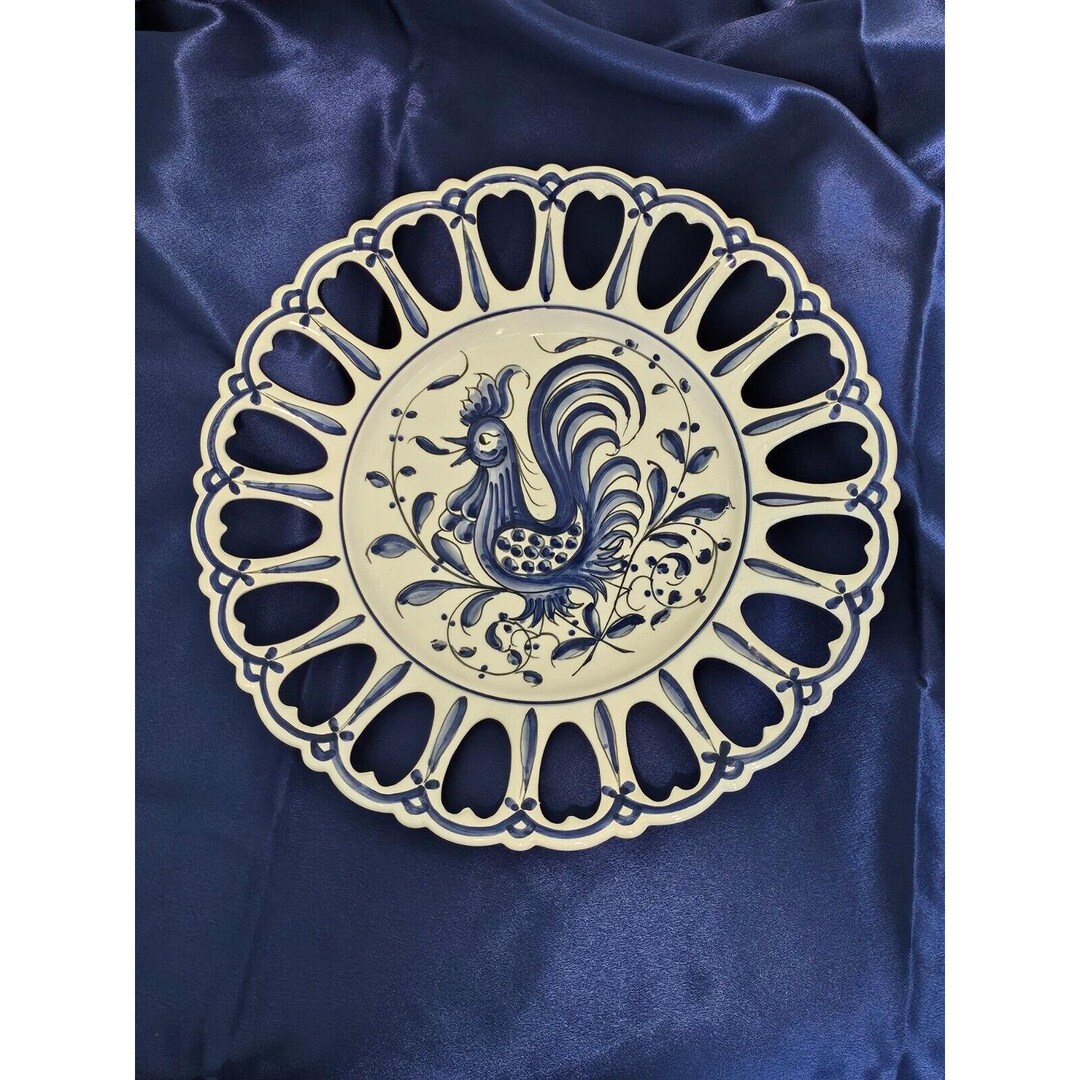 Vintage Rooster Anfora Agueda Hand Painted Wall Hanging Plate Portugal ...