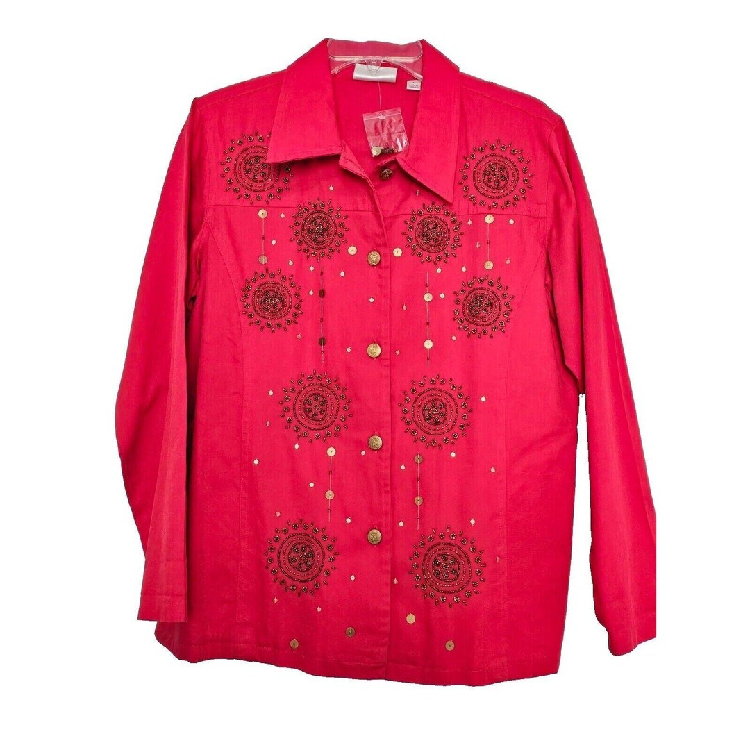 Vintage Quacker Factory Jacket, Size Small, S, Red, 100% Cotton, Beaded ...