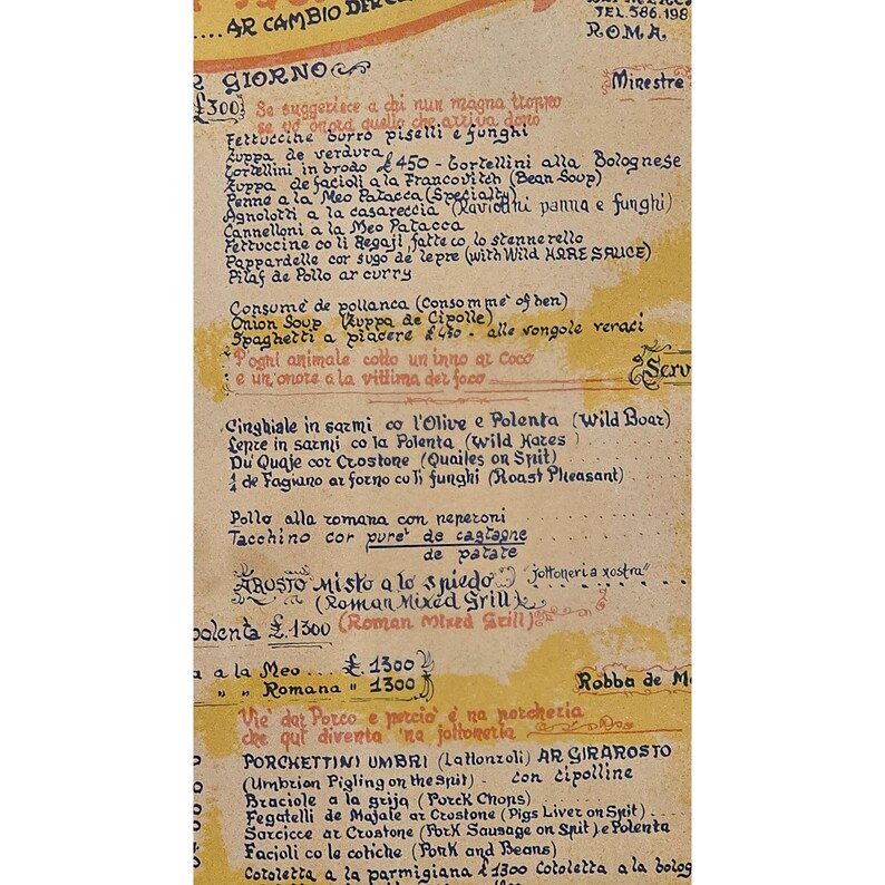 Vintage Italian Menu Print Da Meo Patacca Signed by Romolo Toncelli ...