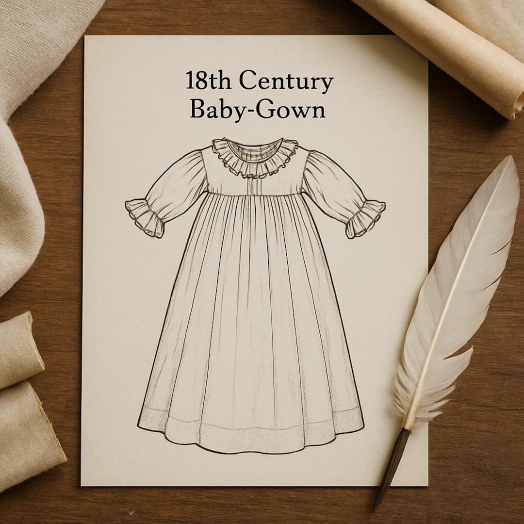 Printable 18th Century Baby Gown Pattern - Vintage Historical Infant ...