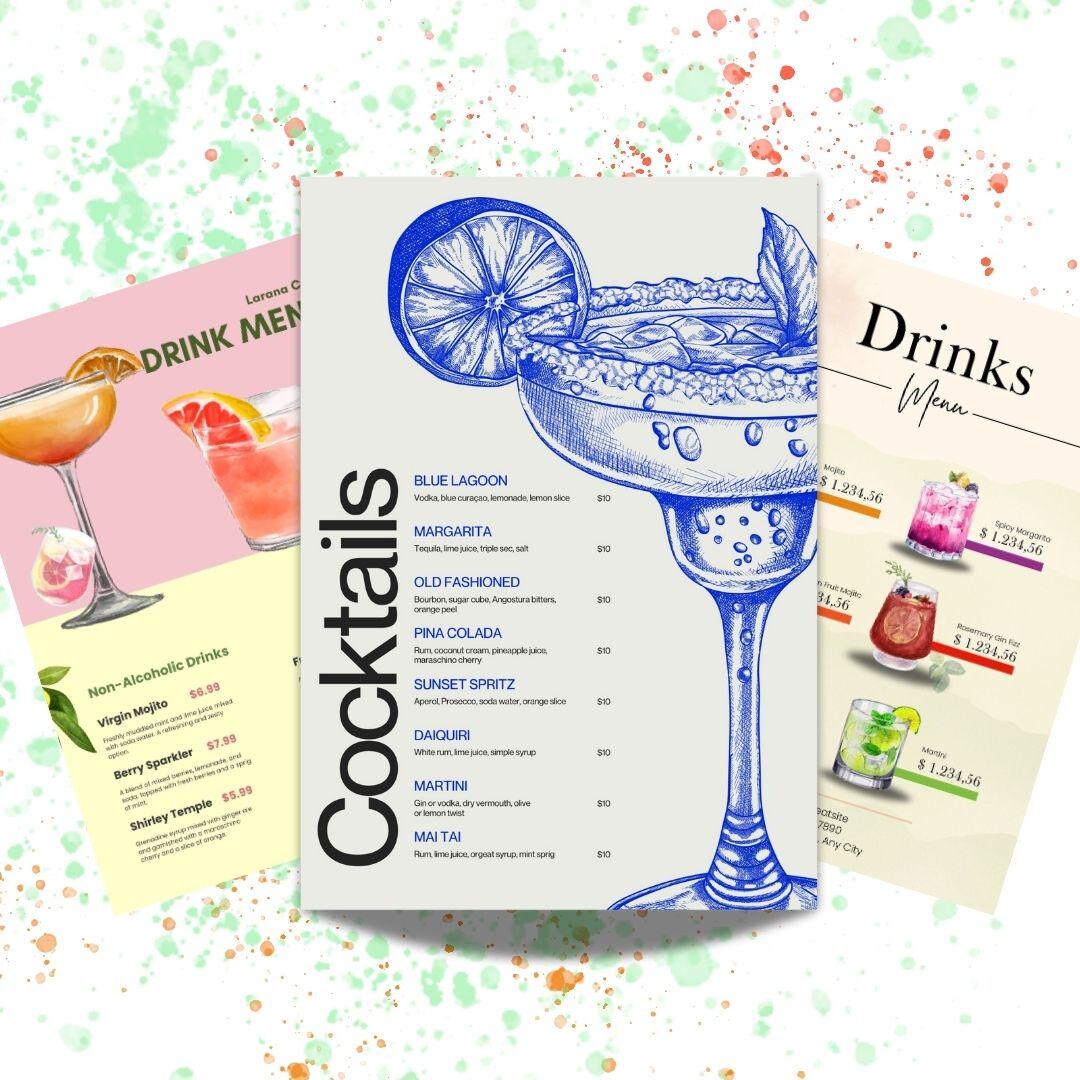 Bar Menu Templates Bundle – Etsy Sellers - 20 Editable Canva Menus ...