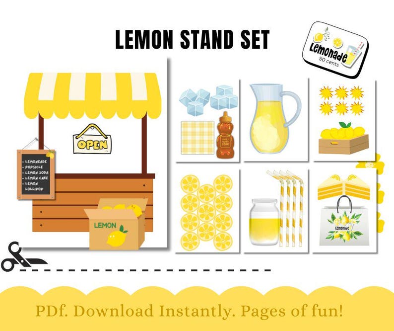 Lemon Stand Printable Set/ Decor for Real Lemon Stands/ Summer Play - Etsy