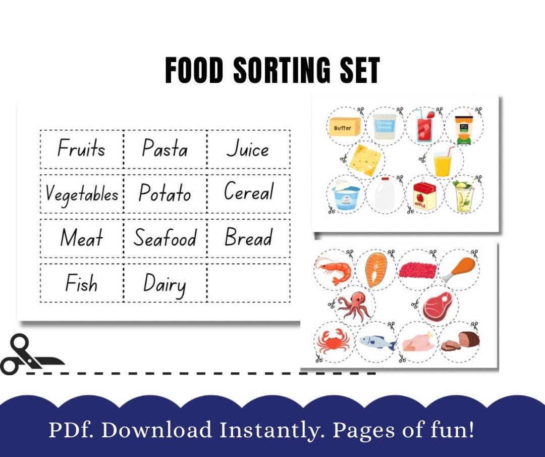 Food Sorting Printable Activity/ Learning/ Prek/ Kinder, Instant ...