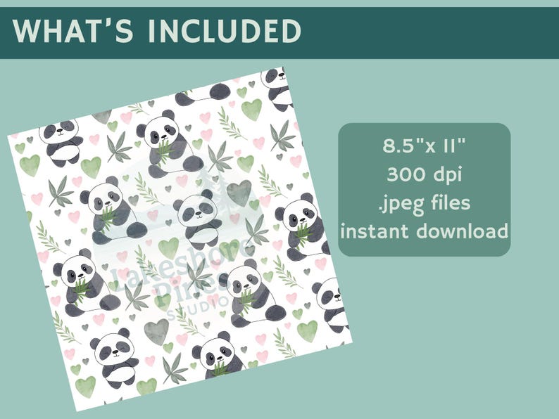 Panda Digital Craft Paper – Cute Printable Panda Scrapbook Paper ...
