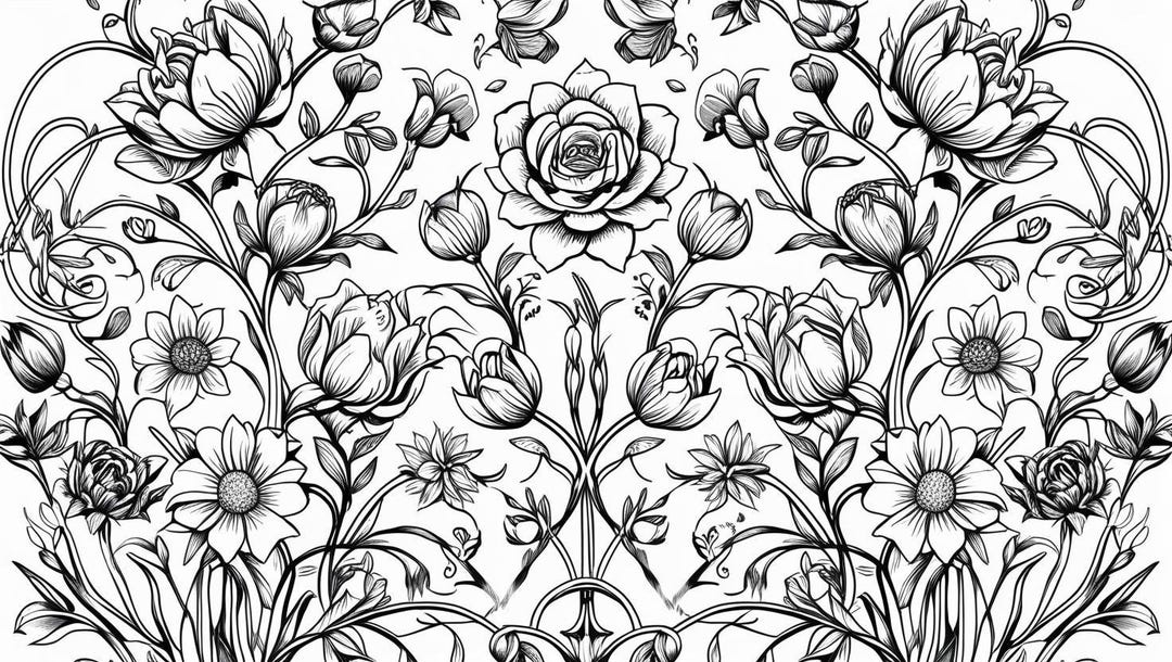 Intricate Floral Coloring Page for Adults – Printable Complex Flower ...