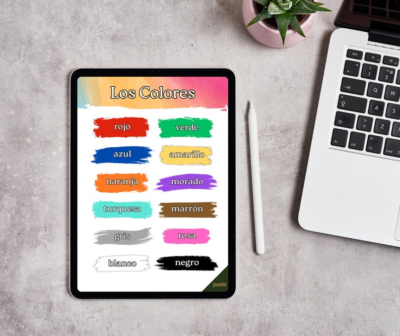 Spanish Colors Chart: Printable Vocabulary Poster (PDF/PNG) - Etsy