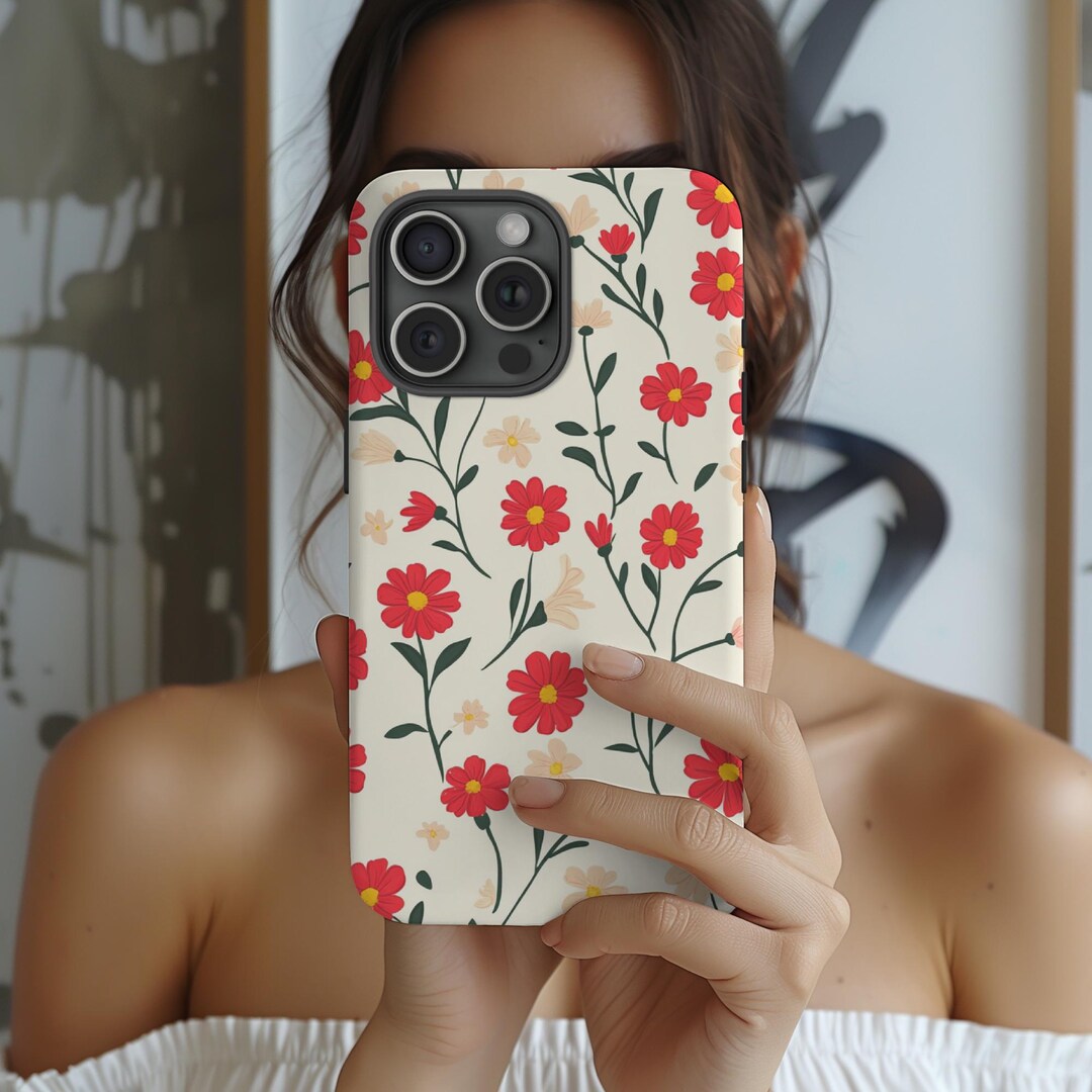 Orange Floral iPhone Case: Tough Protective Phone Cover - Etsy