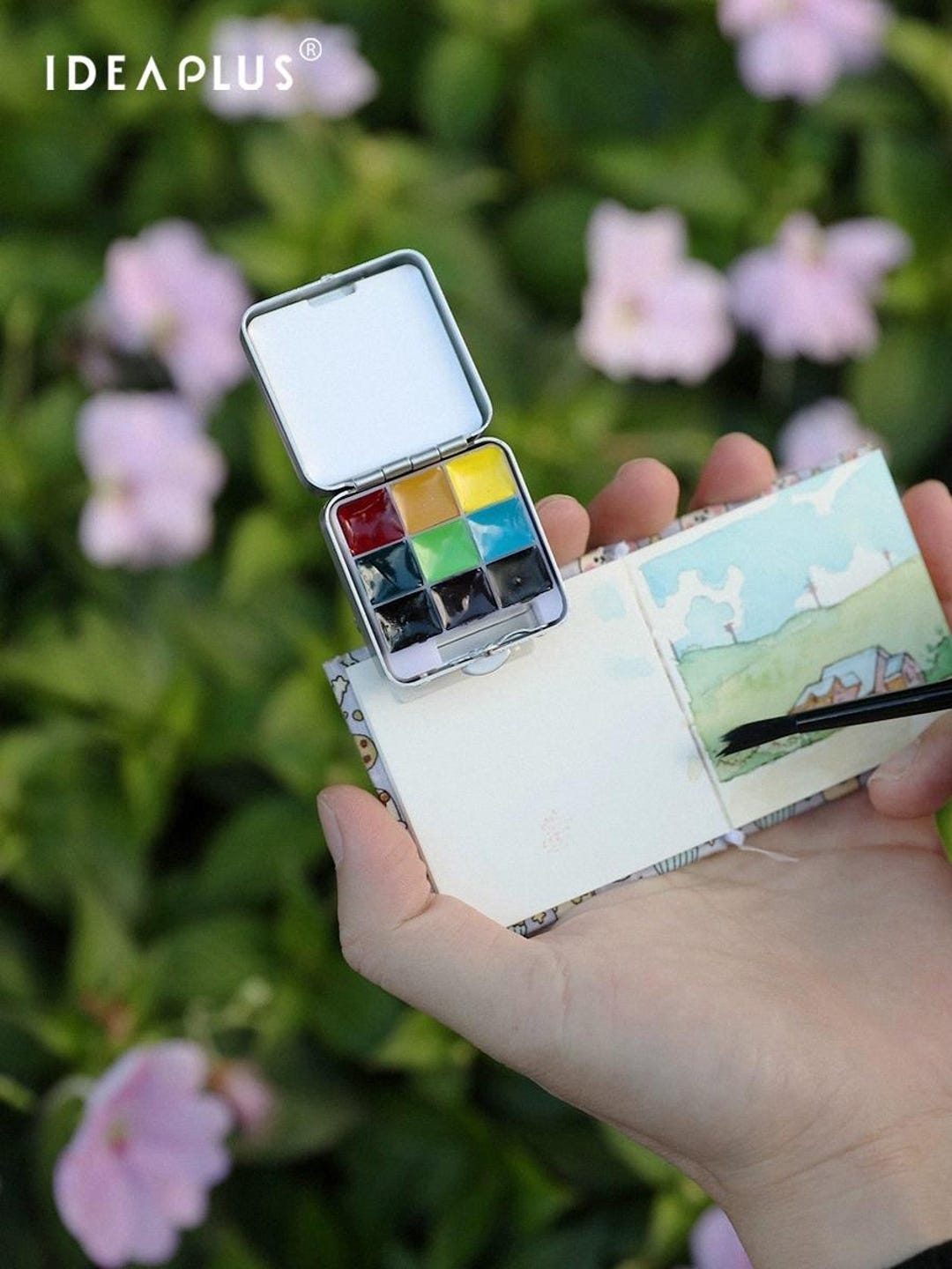 Colors Travel Set Portable Paint Box, Watercolor Palette Walnut Box ...