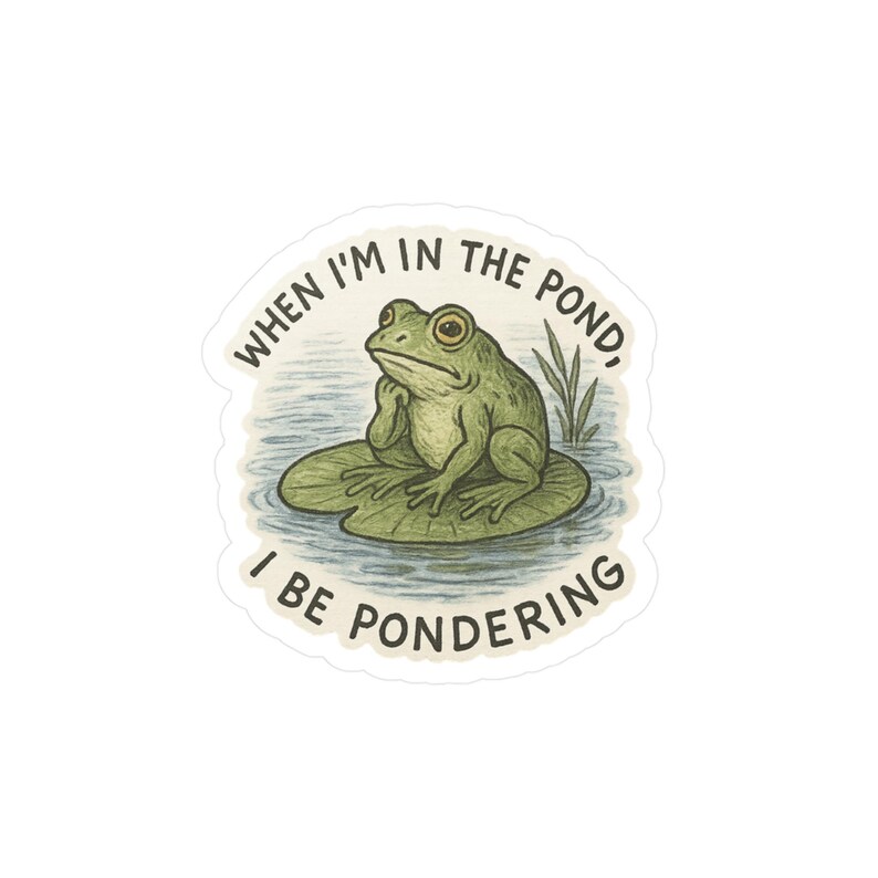 Frog Sticker, Pondering Sticker - Etsy