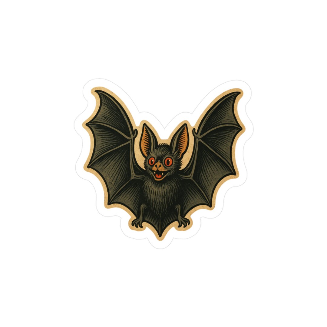 Bat Sticker, Vintage Bat Sticker, Vintage Halloween Sticker, Vintage ...