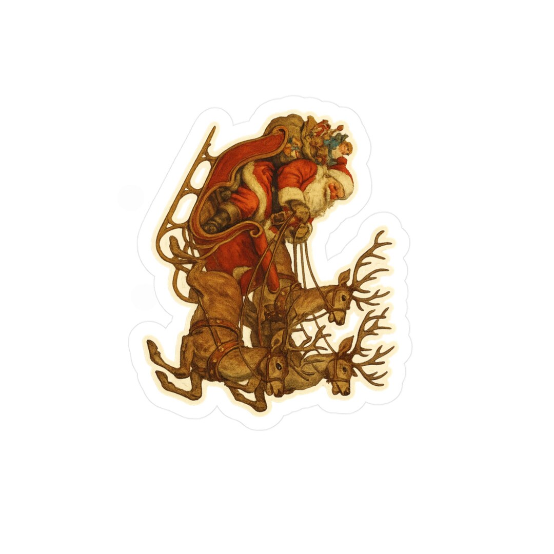Vintage Santa Sleigh Sticker - Etsy