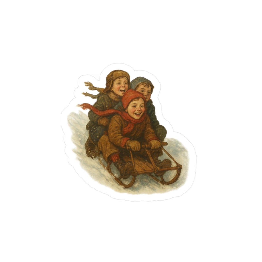 Vintage Sledding Sticker - Etsy