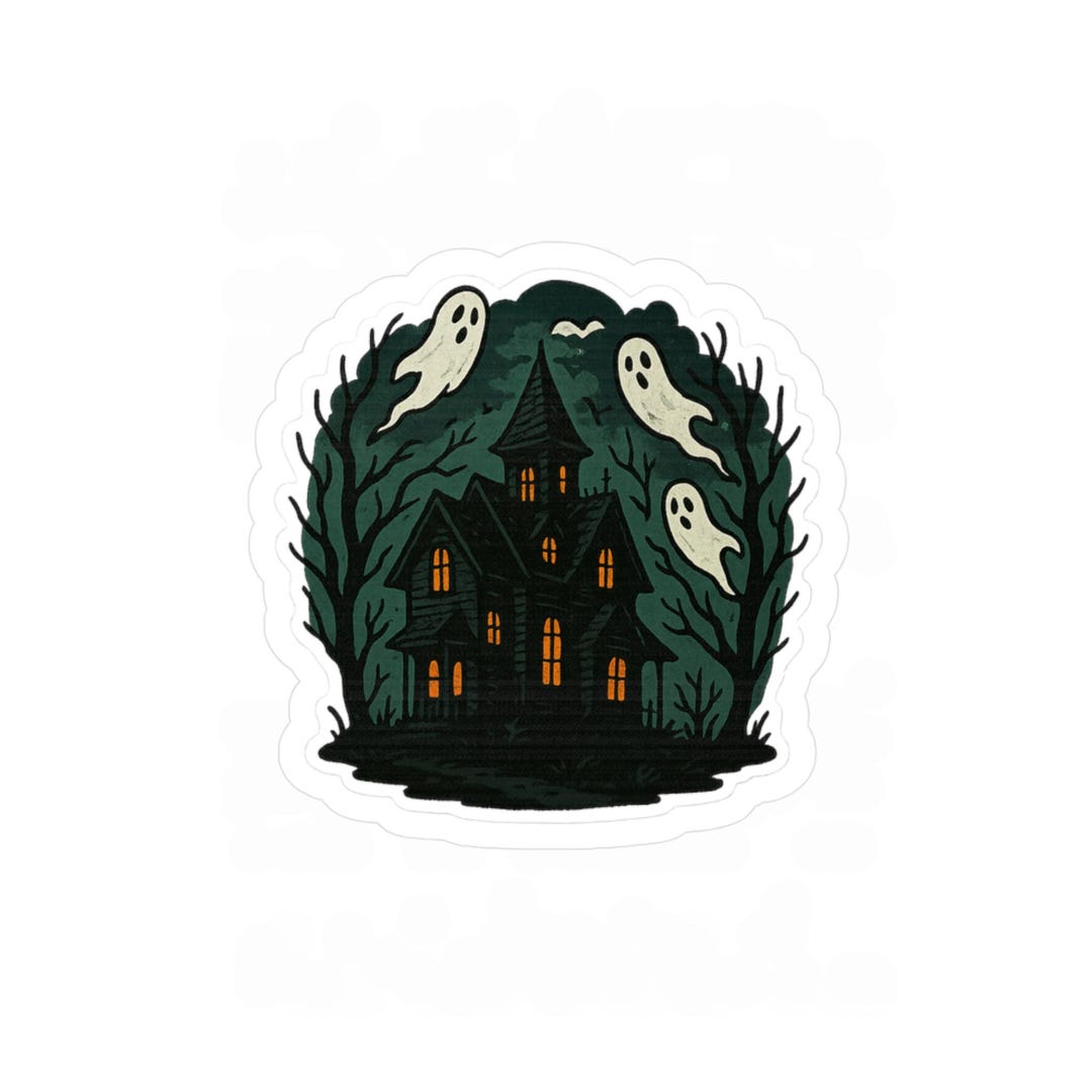 Haunted House Sticker, Halloween House Sticker - Etsy