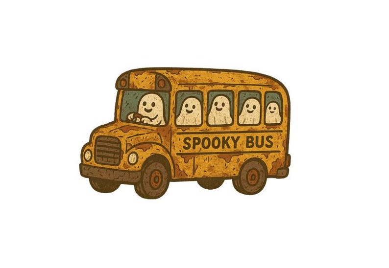 Spooky Bus Vinyl Decal - Halloween Sticker, Fun Home Decor, Trick-or ...