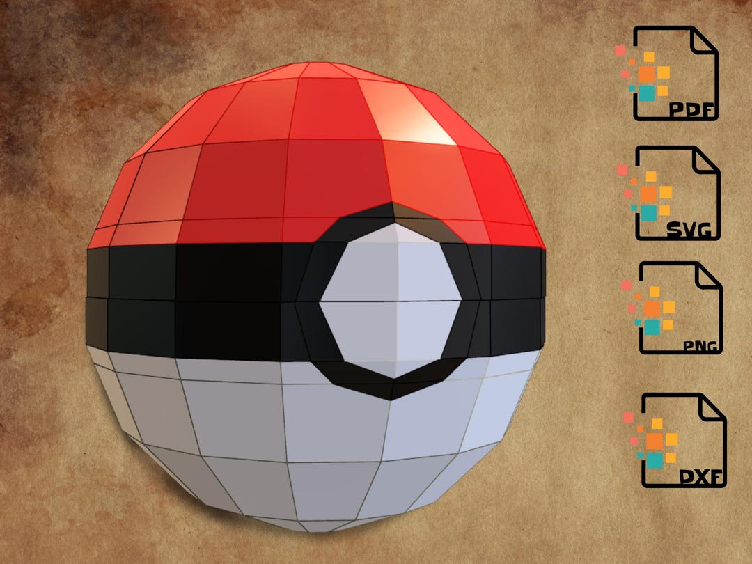 Pokeball Inspired Box Template | DIY 3D Papercraft Model | Gift Box ...