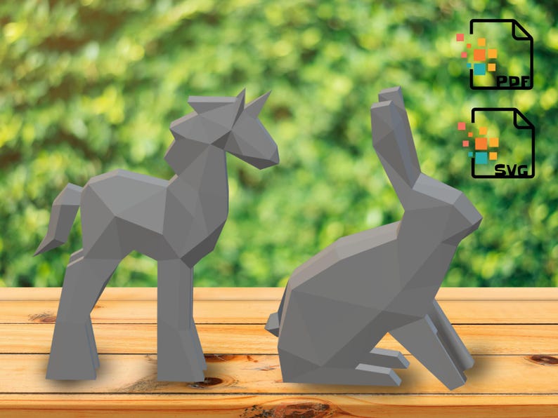 Set De 16 Papercrafts En PDF + SVG | Figuras 3D En Blanco Y Negro Para ...