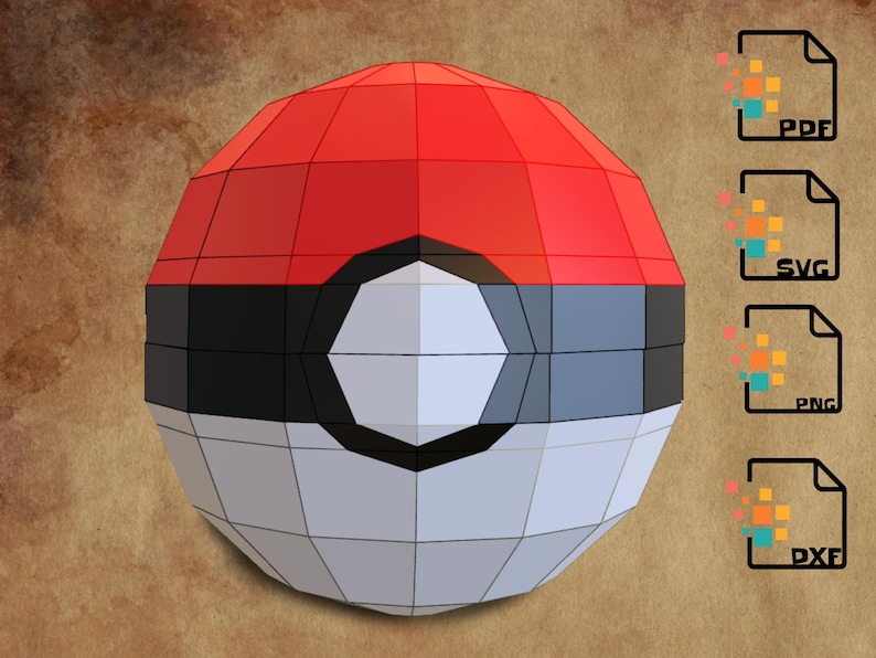 Pokeball Inspired Box Template | DIY 3D Papercraft Model | Gift Box ...