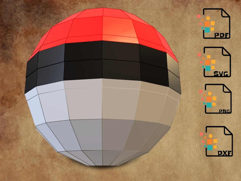 Pokeball Inspired Box Template | DIY 3D Papercraft Model | Gift Box ...